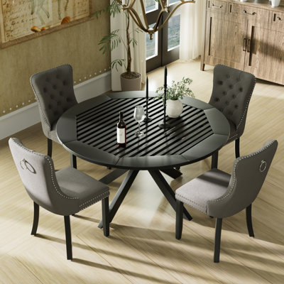 House of Hampton® 5-Piece Round Glass Dining Table Set | Wayfair